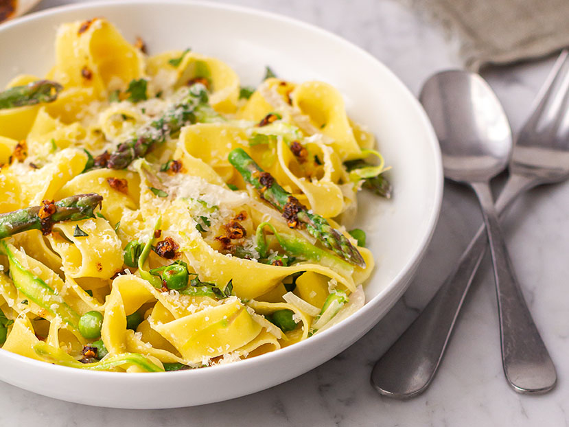 Pappardelle pasta with buttermilk and spring vegetables - Edible ...